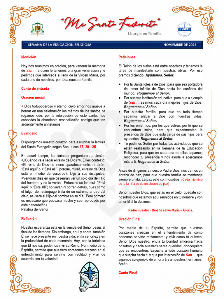 Liturgia Mi Santo Favorito 2024 (1) | PDF | María, madre de Jesús | Santo