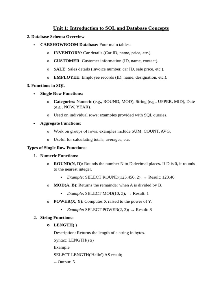 IP XII Quick Notes- Querying in MYSQL | PDF | Computer Data | Computing