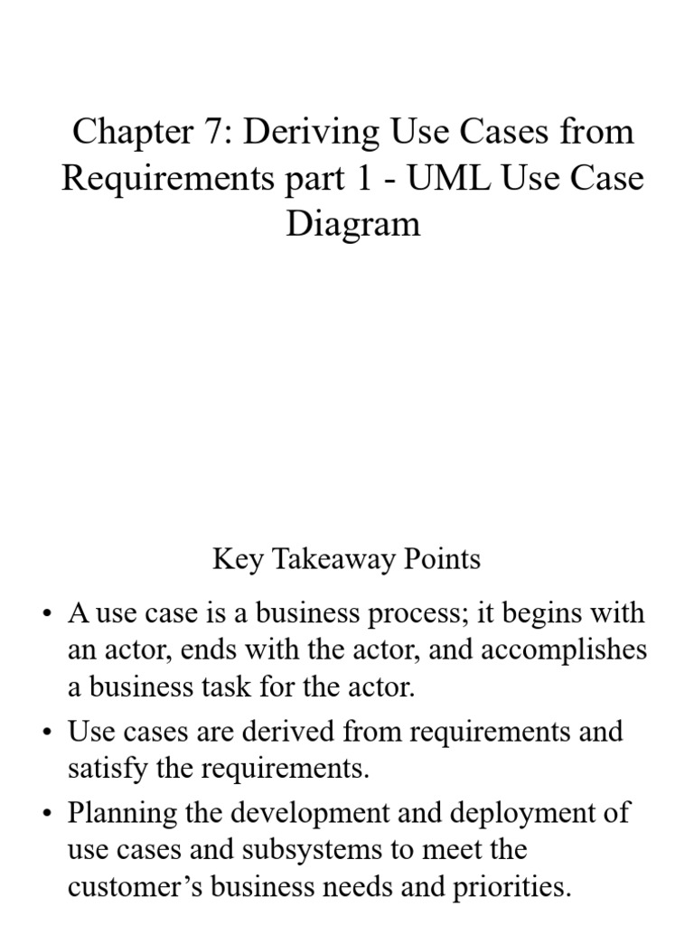 OO Chapter 7 - Deriving Use Cases from Requirements part 1-1 | PDF ...