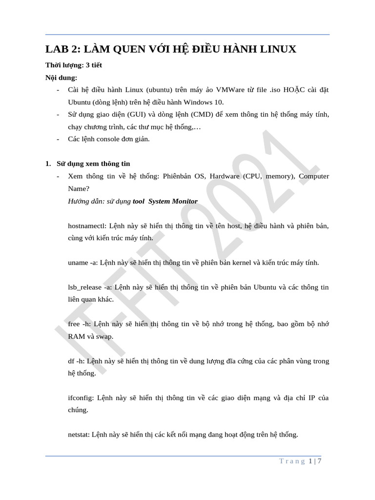 Lab2 - Lam Quen Voi HDH Linux | PDF
