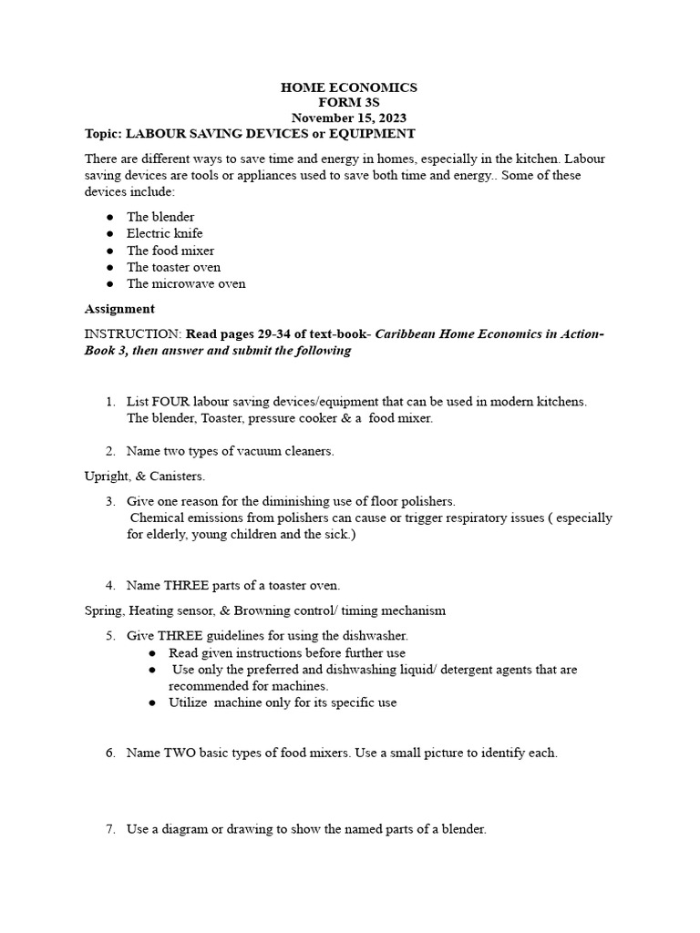 Labour saving devices - Form 3 | PDF