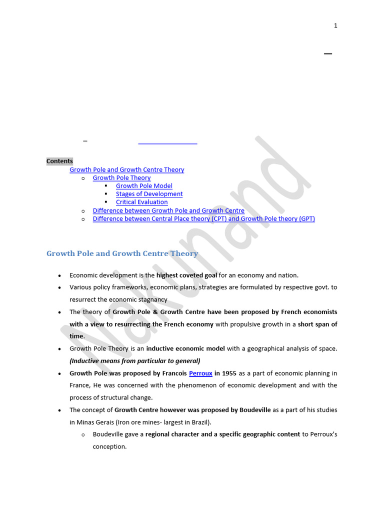 Growth Pole and Centre Theory Explained | PDF | Trickle Down Economics ...