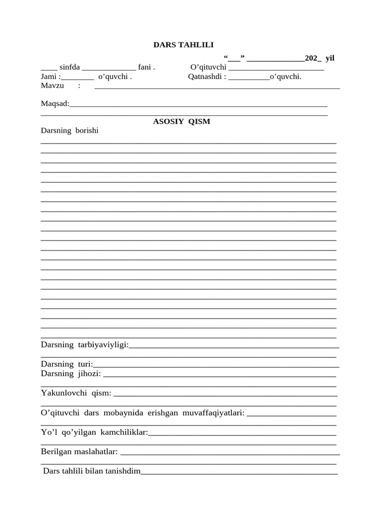 Dars Tahlili Yangi | PDF