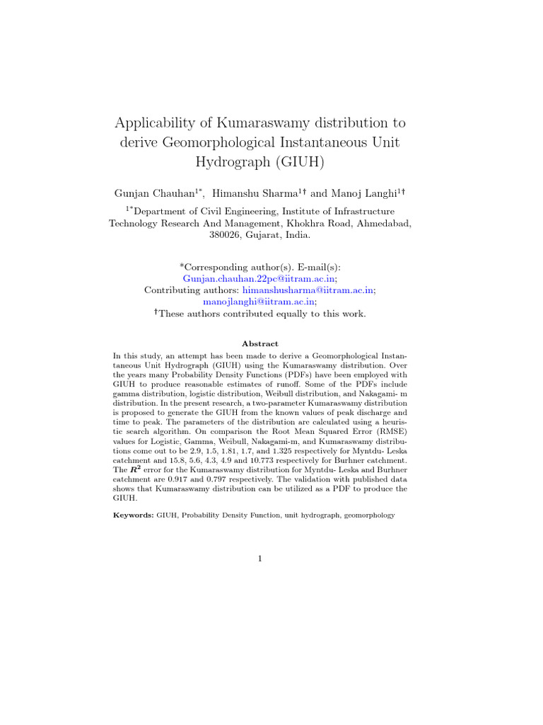 Honkong Kumaraswamy Distribution | PDF | Probability Density Function | Discharge (Hydrology)