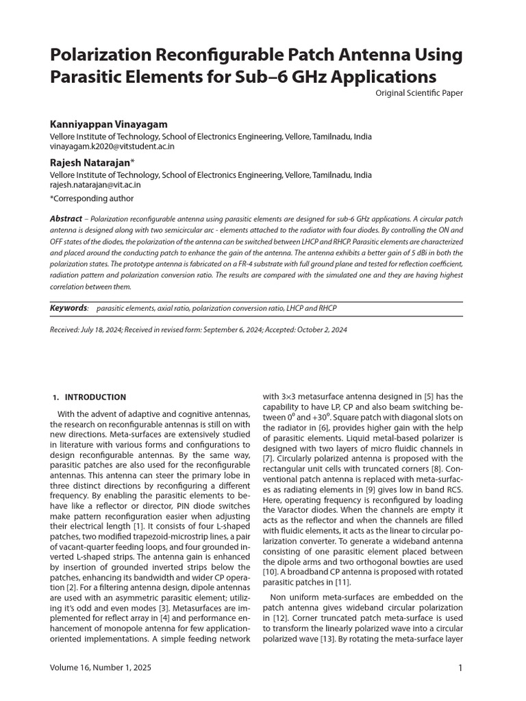 Polarization Reconfigurable Patch Antenna Using Pa Pdf Antenna