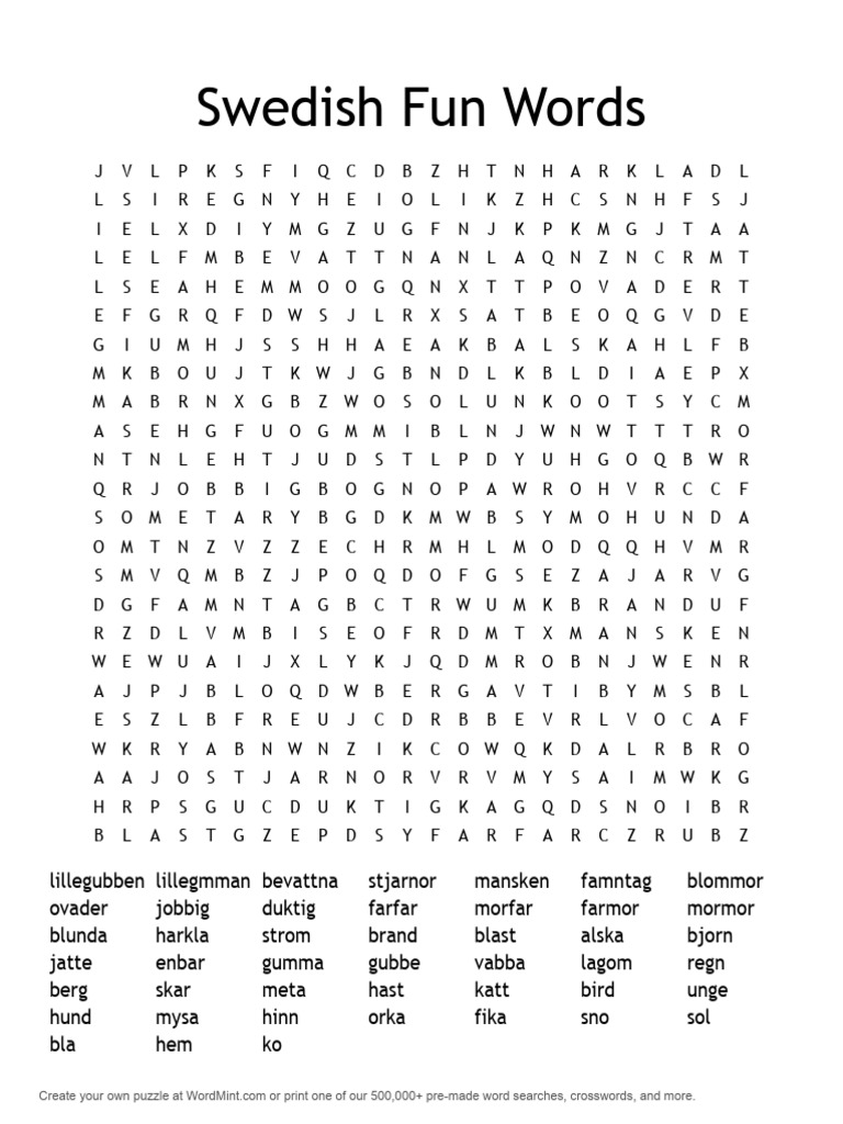 Swedish Fun Words 5fb17 6163558a | PDF | Puzzles | Word Puzzles