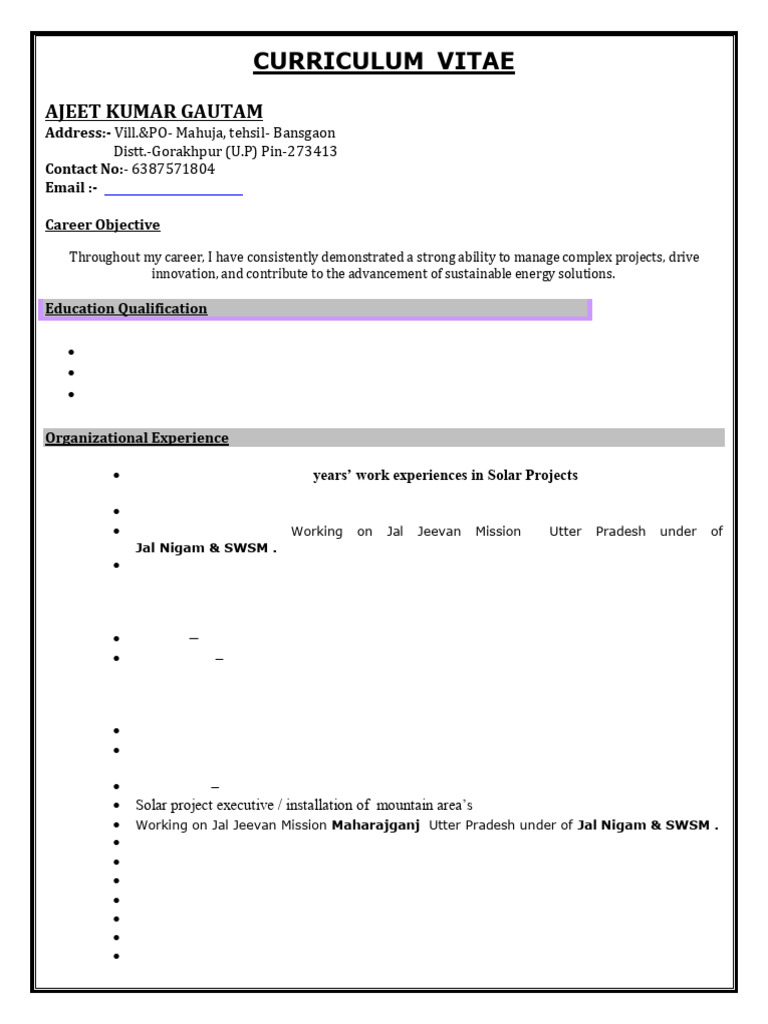 AJEET KUMAR GAUTAM CV -- | PDF | Electricity | Electric Power