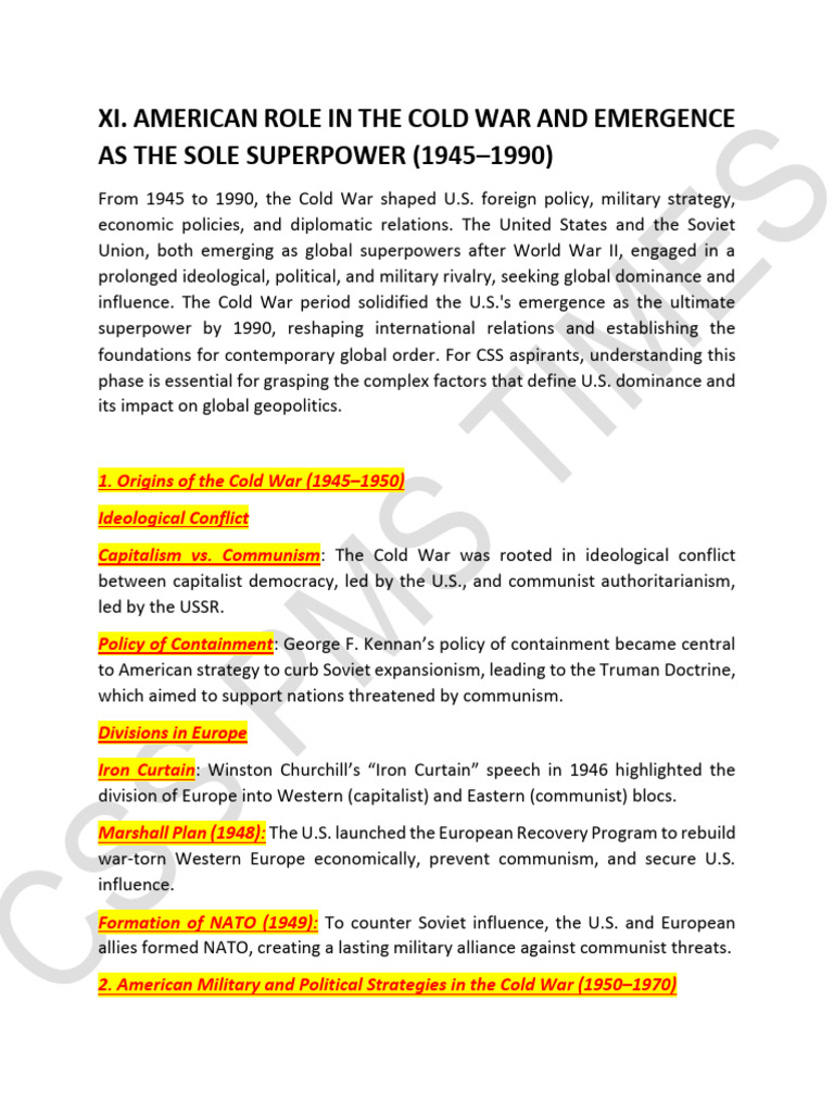 U.S. Cold War Strategies and Superpower Rise | PDF | Cold War | Soviet ...