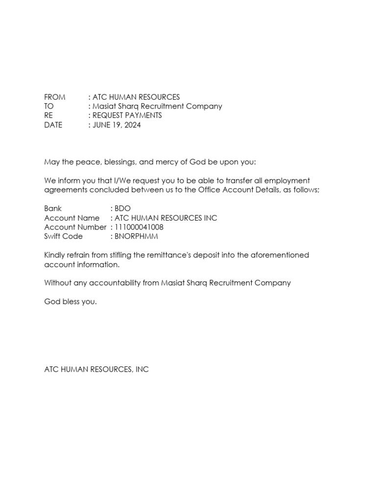 Atc Request Letter | PDF