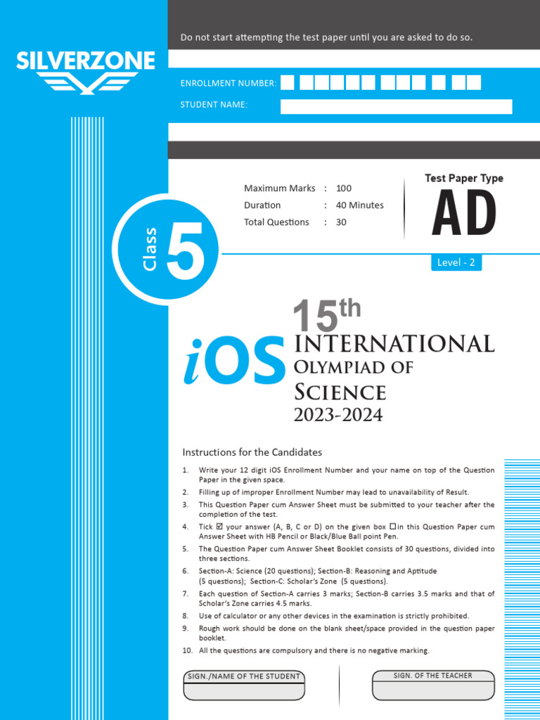 IOS Class 5 AD Level 2 2023-24 | PDF | Ice | Force