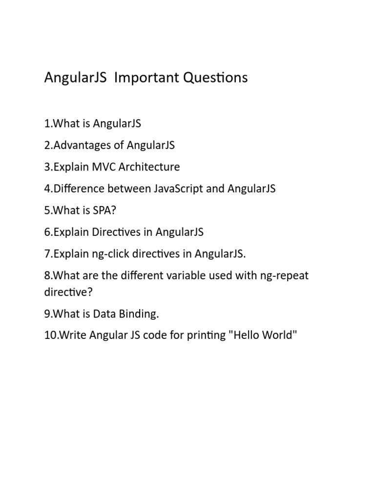 AngularJS Important Question Bank | PDF