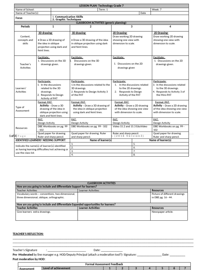 Technology Grade 7 Lesson 7 Plan Pdf Teachers Drawing