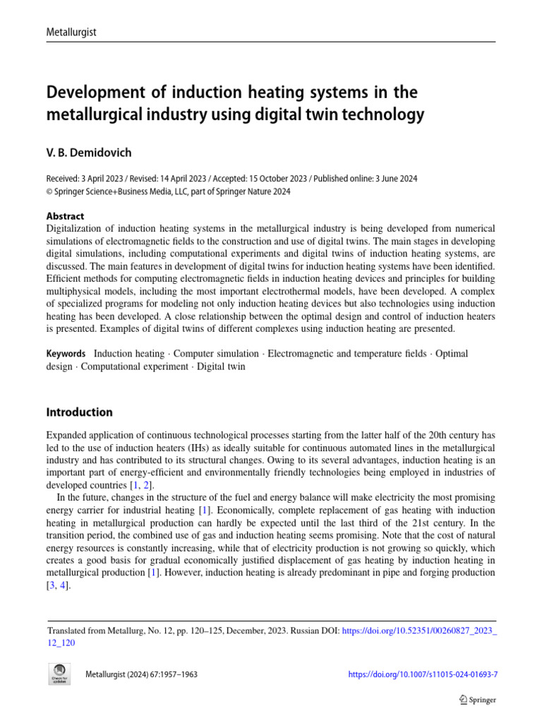 Development of Induction Heating Systems in The | PDF | Electromagnetic Induction | Finite ...