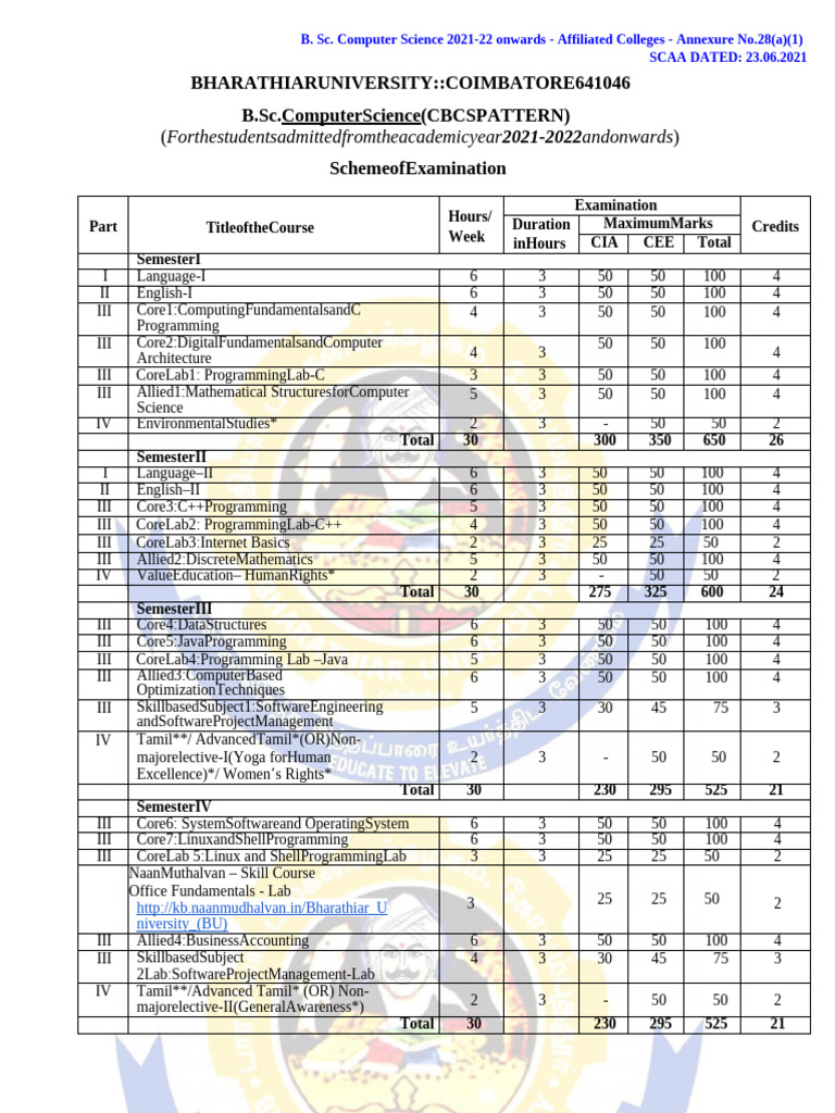 B.Sc. Computer Science Syllabus 2025 | PDF | Computing | Computer Science