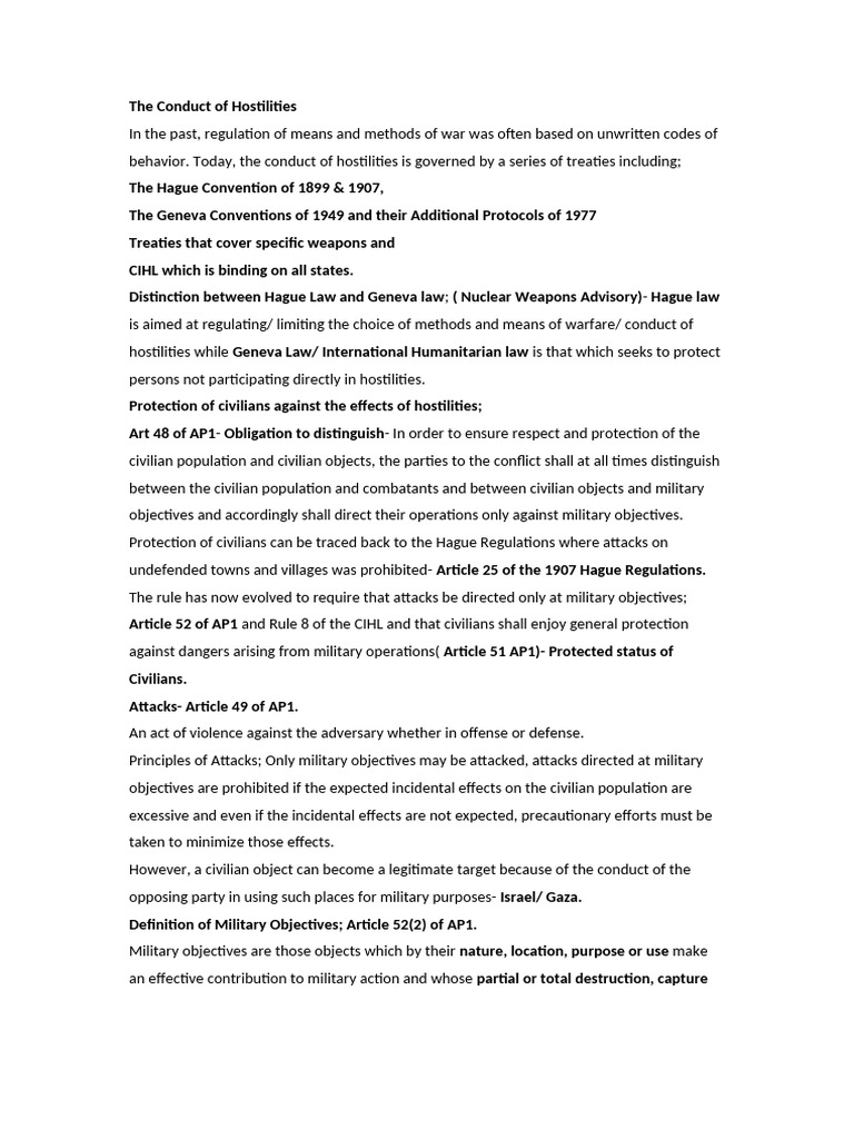 The Conduct of Hostilities | PDF | International Humanitarian Law ...