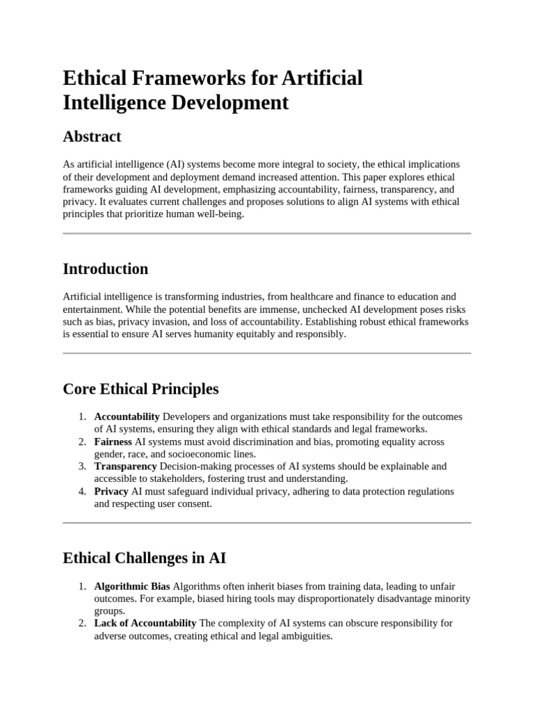 Ethical Frameworks For Artificial Intelligence Development | PDF ...