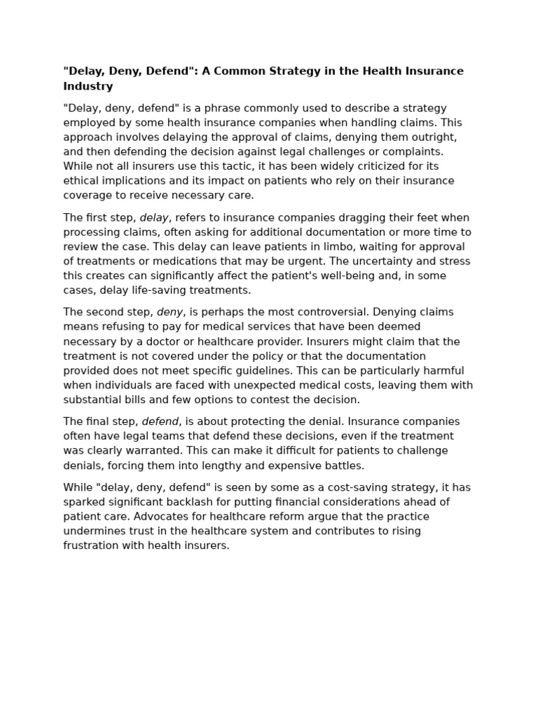 Delay Deny Defend | PDF