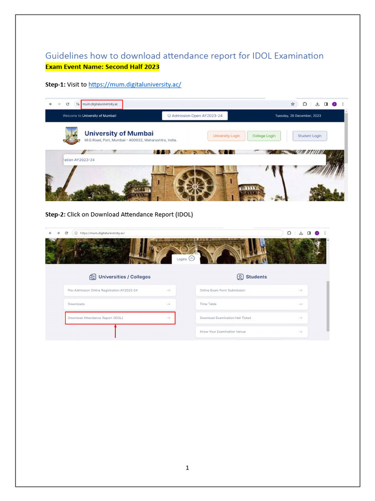 Download IDOL Exam Attendance Report | PDF