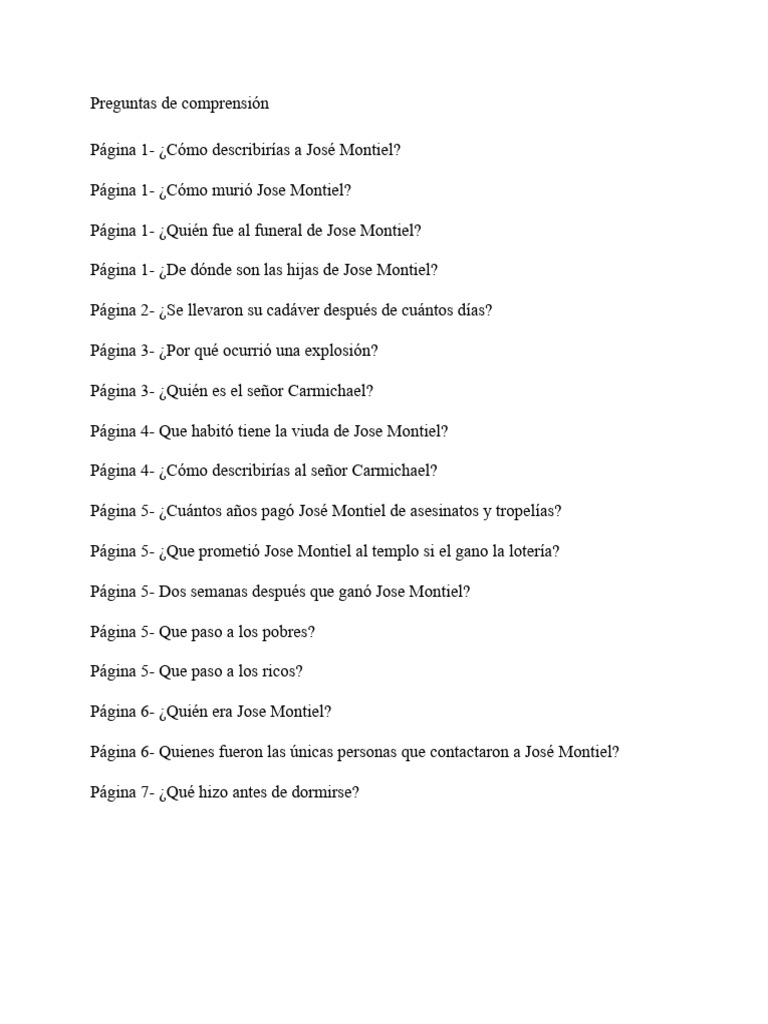 Preguntas de Comprensión | PDF