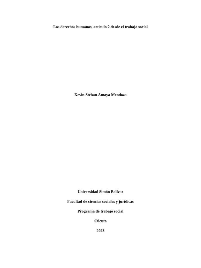 Actividad Articulo 2 | PDF | Derechos humanos | Trabajo Social