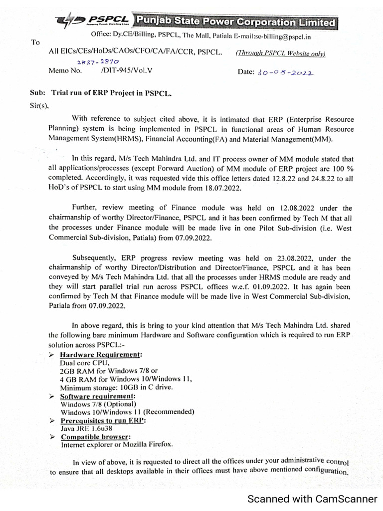 Trial Run of ERP | PDF