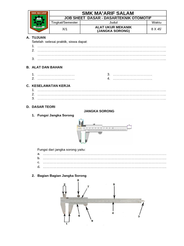 Job Siswa 3. Alat Ukur Mekanik (Jangka Sorong) | PDF