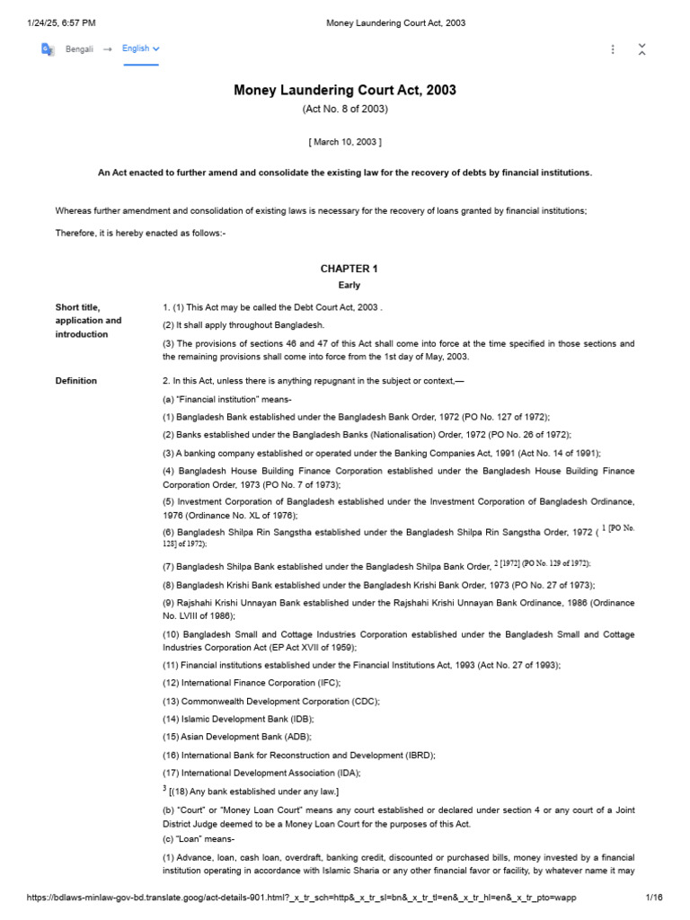 Money Laundering Court Act, 2003 | PDF | Mediation | State Court ...