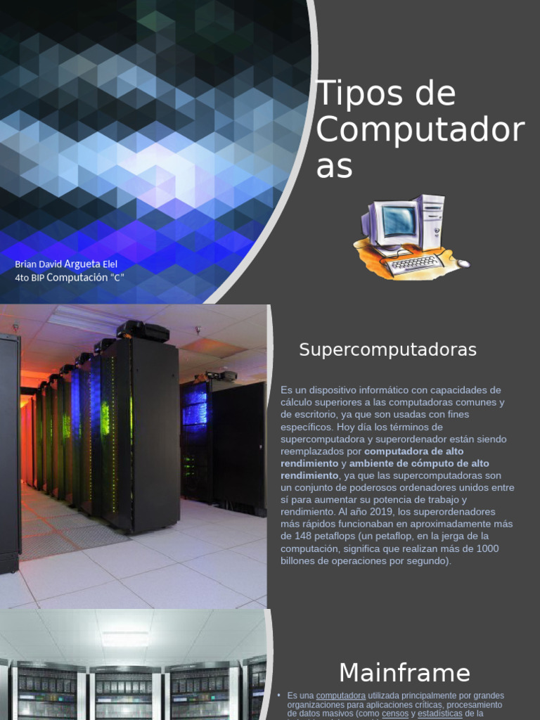 Brian Argueta Tipos de Computadoras | PDF | Microcomputadoras ...