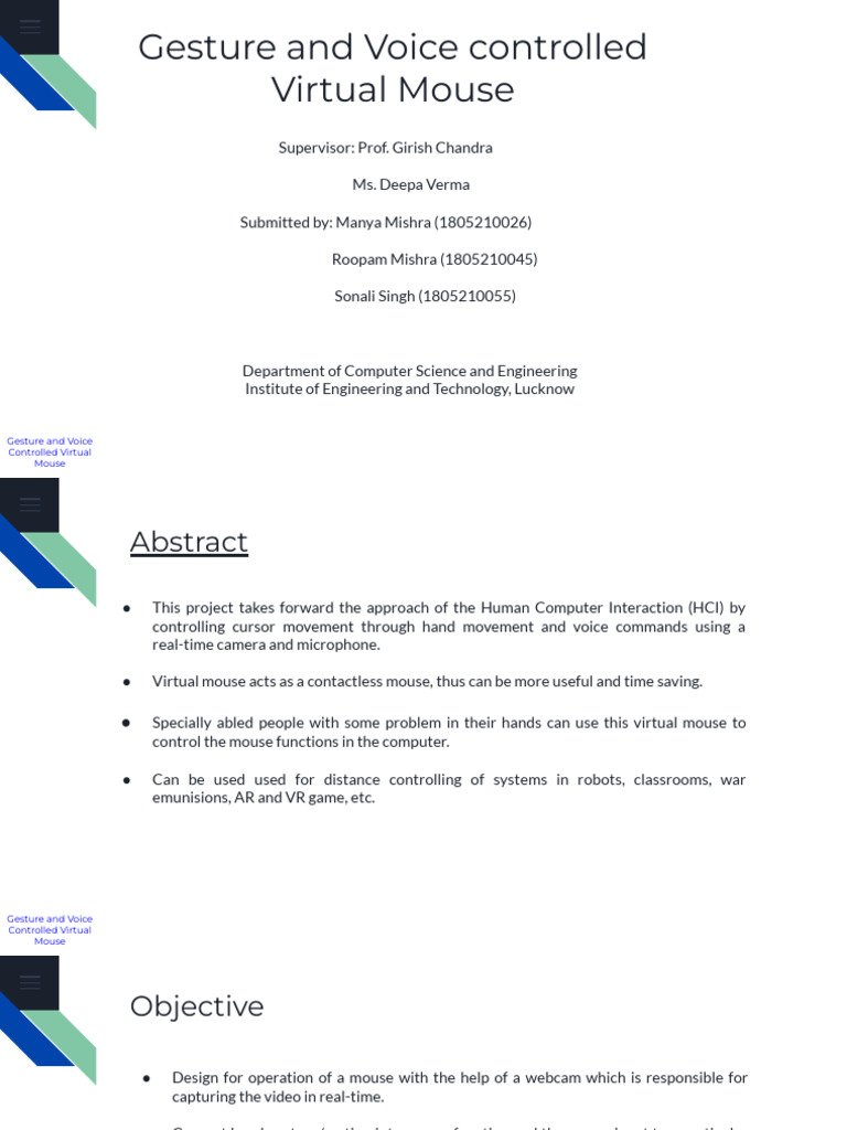 Project Presentation (Gesture and Voice Controled Virtual Mouse) | PDF ...