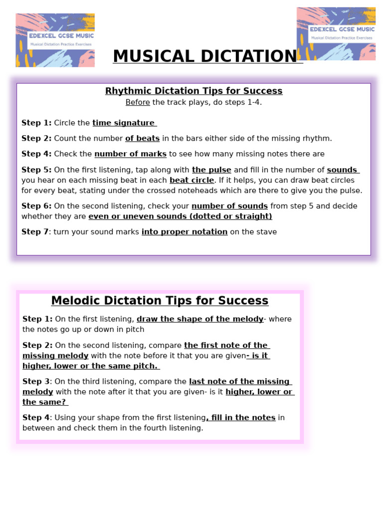 Music Dictation Guide for Students | PDF