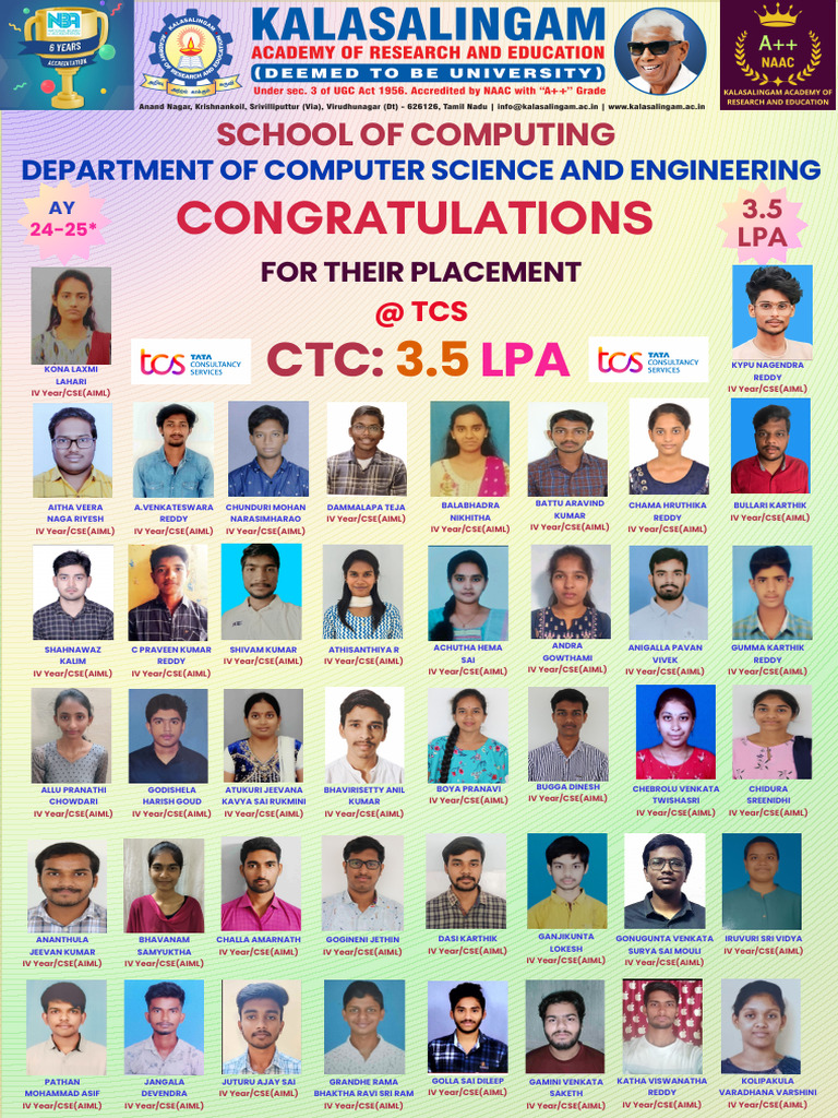 TCS Ninja Offer To CSE Students 3.5LPA Poster | PDF
