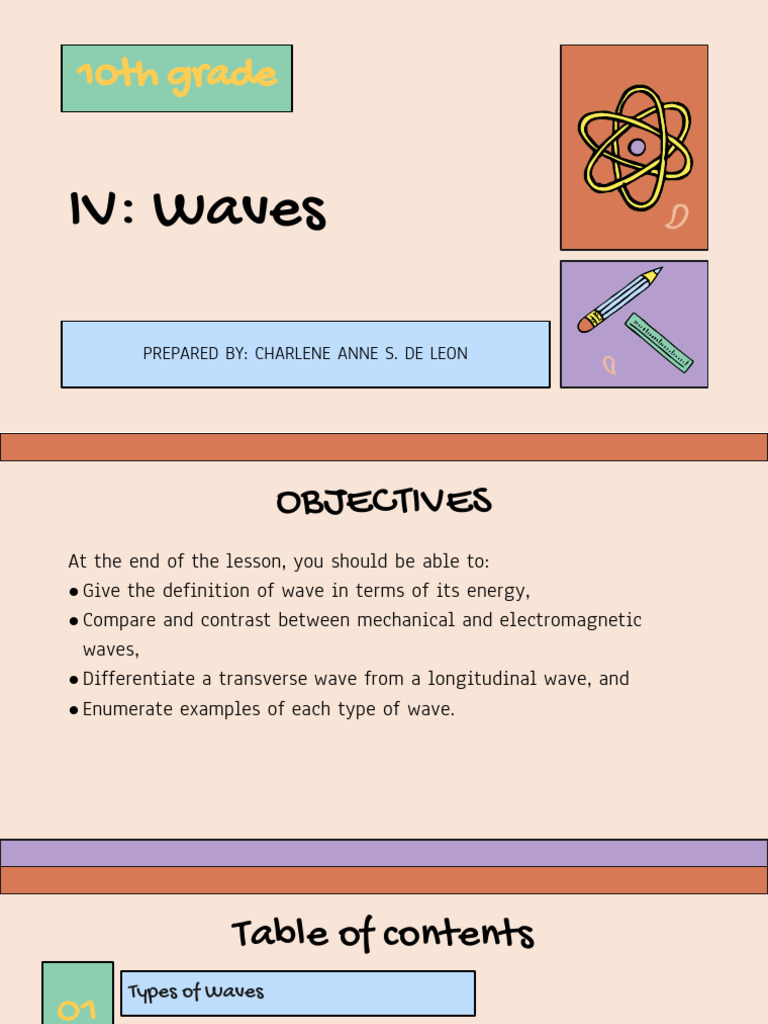 Lesson Waves Types of Waves and Properties of Waves | PDF | Waves ...