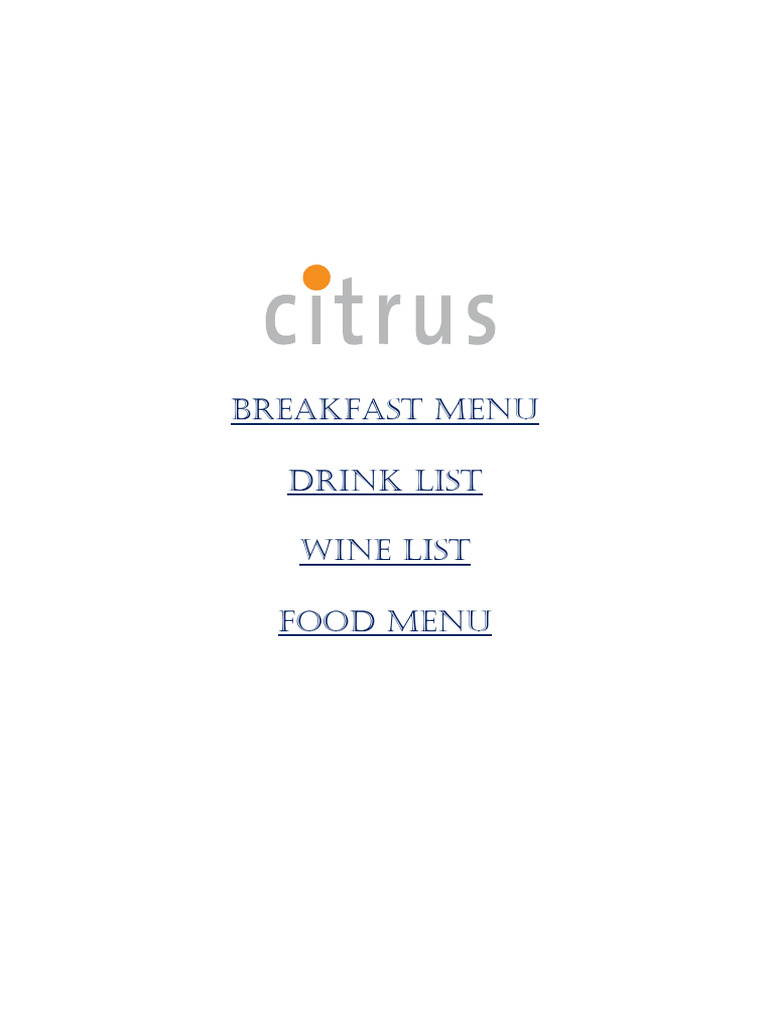 Citrus-ala-carte-Menu | PDF | Indian Cuisine | Scotch Whisky