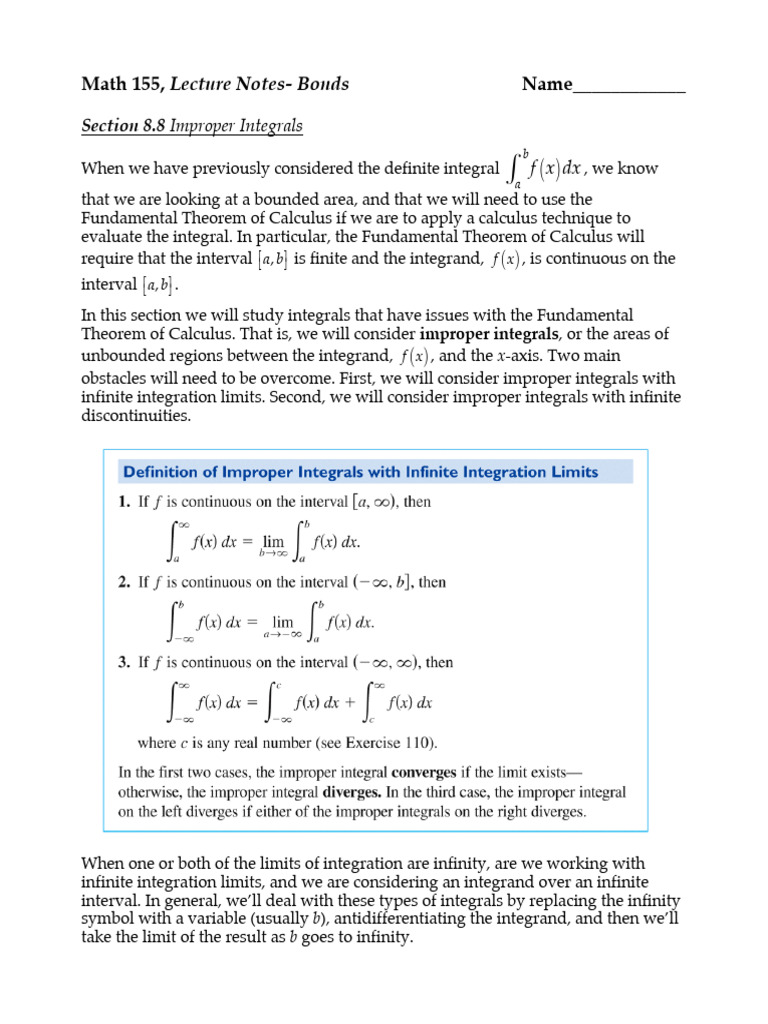 Understanding Improper Integrals in Calculus | PDF | Integral | Infinity