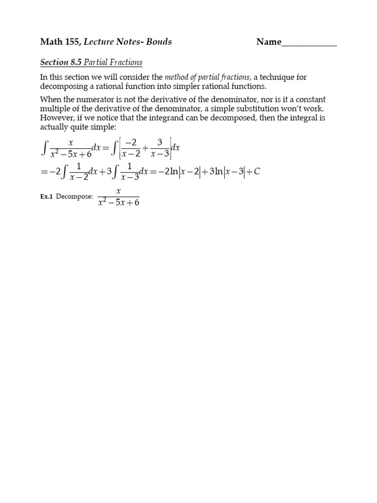 Math 155 Lecture Notes Section 8,5 | PDF