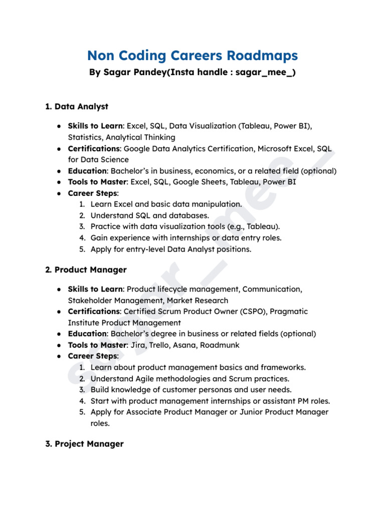 Non Coding Careers Roadmaps | PDF | Customer Relationship Management ...