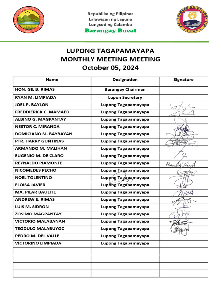 Attendance Lupon | PDF