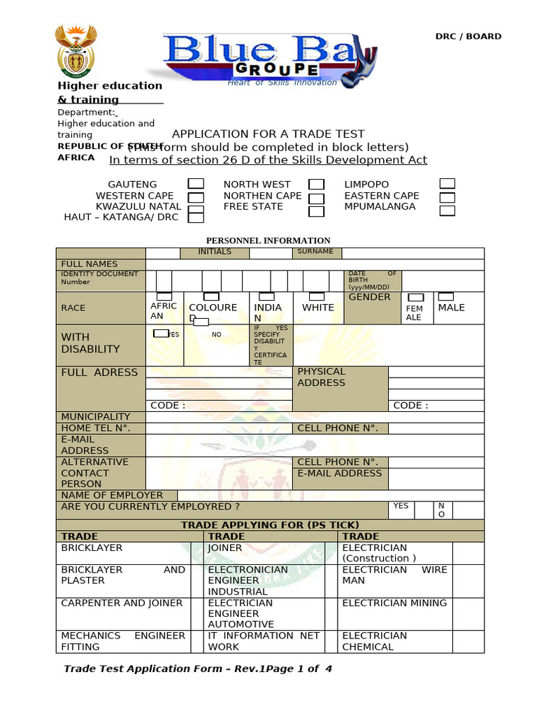 Trade Test Application Guidelines | PDF | Apprenticeship