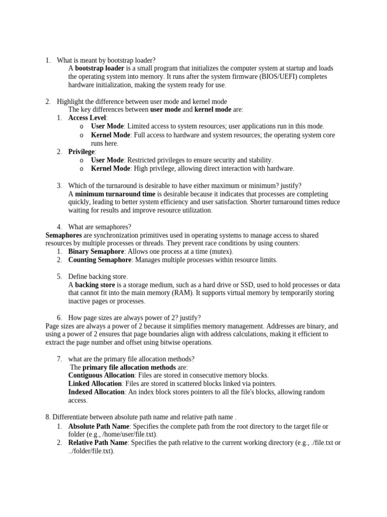 modified IOS answer key | PDF | Process (Computing) | Kernel (Operating System)