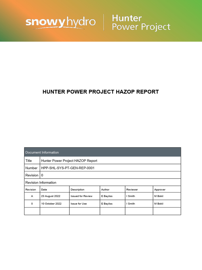 Hunter Power Project HAZOP Summary | PDF | Risk | Power Station