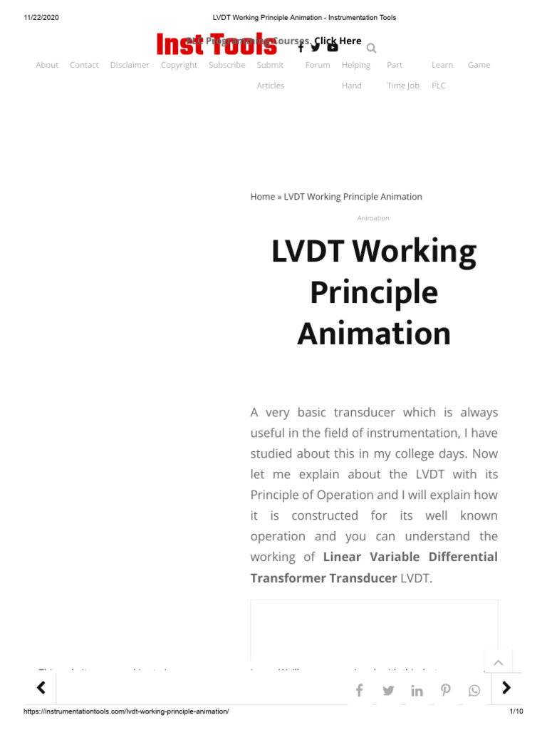 LVDT Working Principle Animation - Instrumentation Tools | PDF | Transformer | Switch