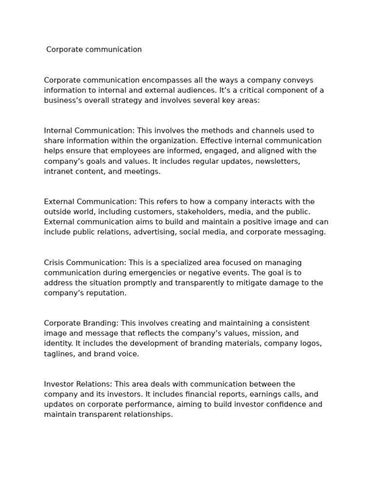 Corporate Communication | PDF