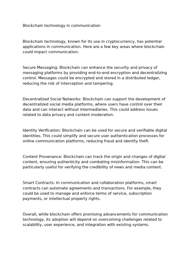 Blockchain's Impact on Communication | PDF | Social Media | Popular ...