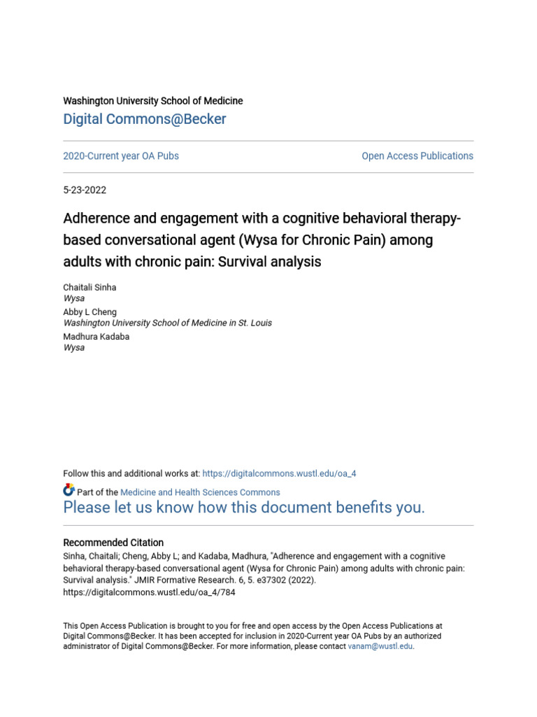 Adherence and engagement with a cognitive behavioral therapy-base | PDF ...