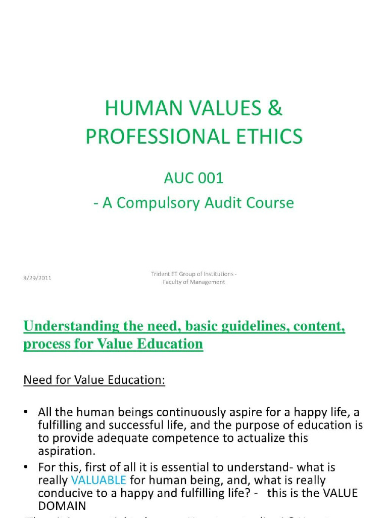 Human Values Professional Ethics | PDF