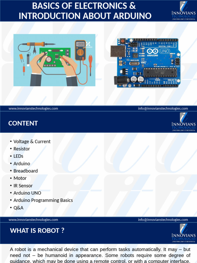 Basic of Electronics & Arduino | PDF | Infrared | Arduino
