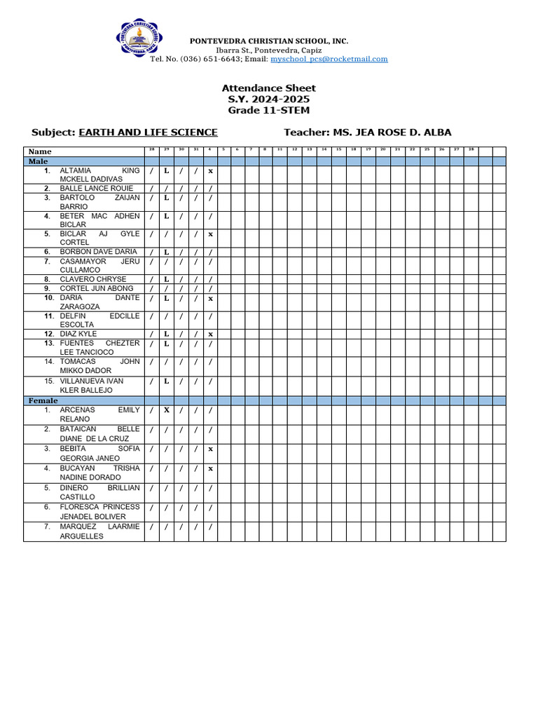 Students Attendance 2024 2025 1 | PDF