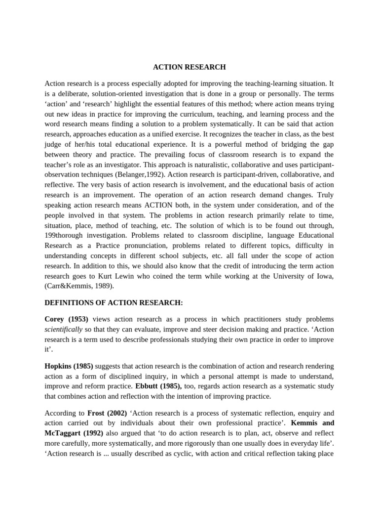 ACTION RESEARCH | PDF | Action Research | Teachers