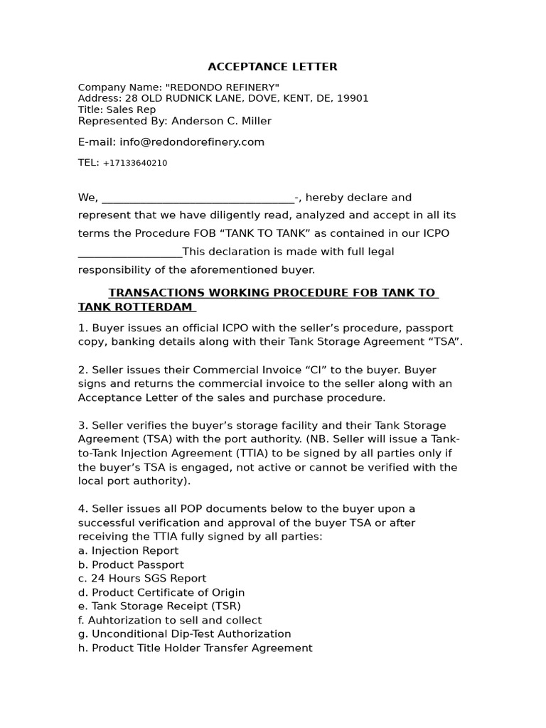 Acceptance Letter Redondo | PDF