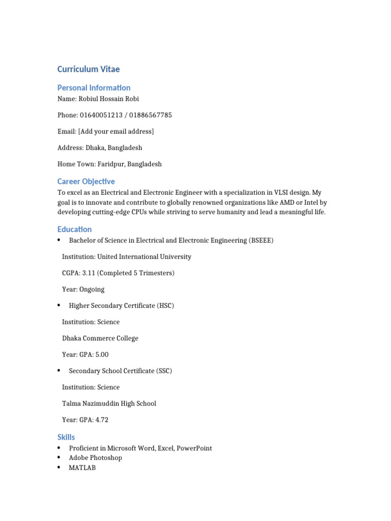 Robiul_Hossain_Robi_CV | PDF